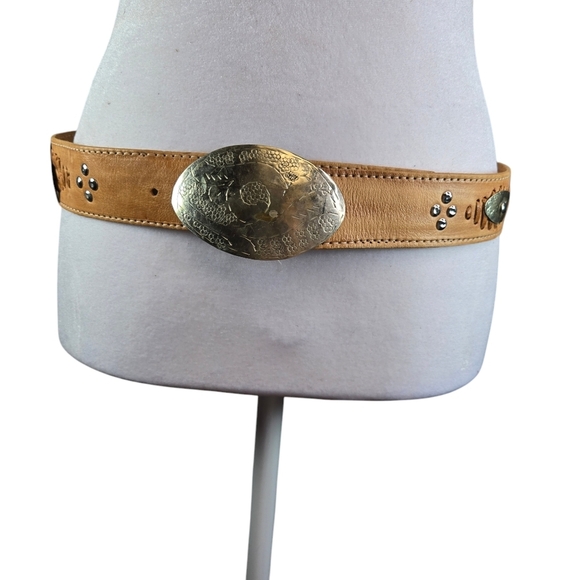 Vintage | Accessories | Vtg Moroccan Silver Metal Brown Leather Ethnic ...